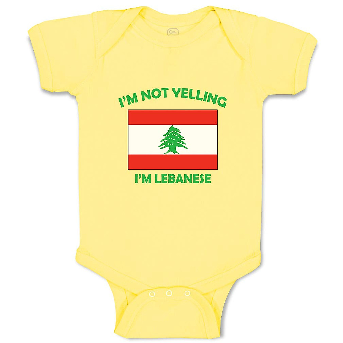 Custom Boy & Girl Baby Bodysuit I'm Not Yelling I Am Lebanese Lebanon Funny Cotton Baby Clothes Yellow Design Only Newborn