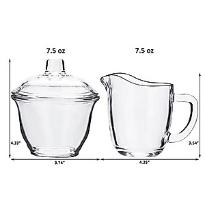 Nicunom Glass Sugar and Creamer Set for Coffee and Tea, Clear Cream Pitcher and Sugar Bowl with Lid, Cream Jug Sugar Jar, Coffee Serving Set