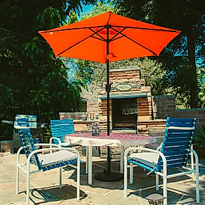 FRUITEAM 23-lbs Round Patio Umbrella Base Pre-Filled Umbrella Stand 15" Sun-Flower-Pattern Heavy Duty Market Umbrella Base Stand for Patio, Outdoor, Swimming Pool, Black