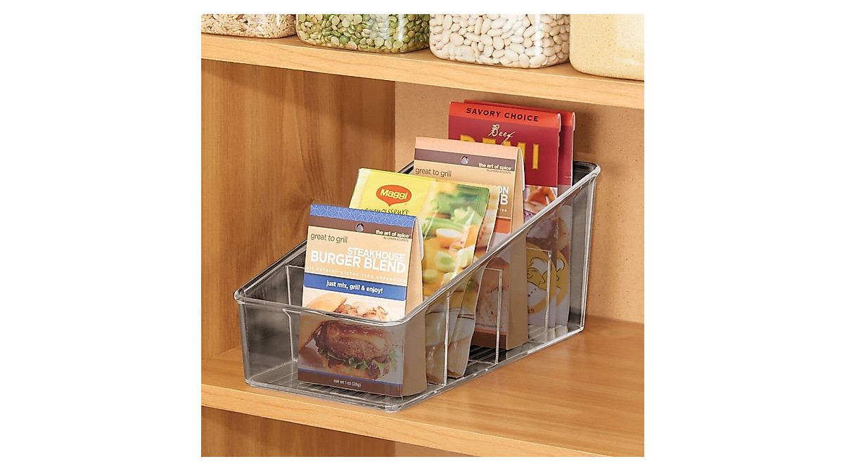 Kitchen Food Packet Organizer - mDesign Storage Bin in Smoke Gray