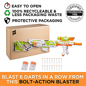 NERF Longstrike Modulus Toy Blaster with Barrel Extension, Bipod, Scopes, 18 Elite Darts & 3 Six-Clips (Amazon Exclusive)