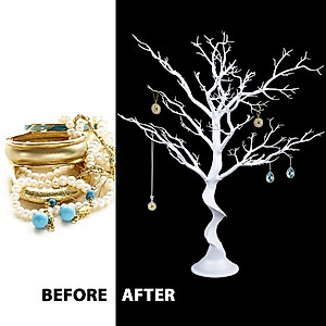 Jetec Christmas Tree Branch Removable Artificial Tree Centerpiece Manzanita Tree Decorative Branch for Christmas Party Home Garden Indoor Outdoor Decoration, 30 Inch in Height(White)