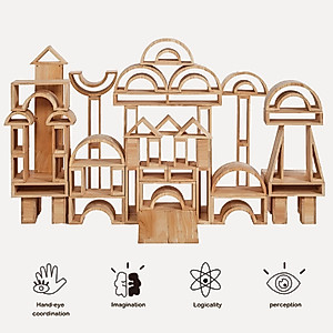 Xylolin Over-Sized Hollow Wooden Block Set for Kids, Natural 29 Piece Set of Large Wood Blocks, Toddler Building and Stacking Blocks, Wooden Toys Building Blocks for Toddlers