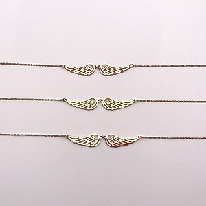 VFR Angel Wings Necklace Choker Necklace Simple Stainless Steel Pendant Gold Tone Guardian Angel Wings Jewelry For Woman Necklace