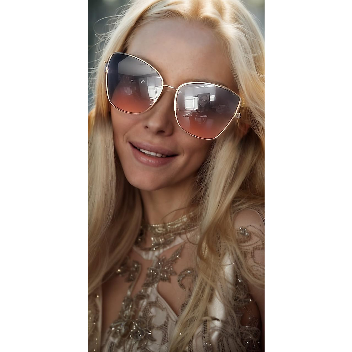 The Fresh Classic Crystal Elegant Women Beauty Design Sunglasses Gift Box (L173-Rose Gold, Brown/Pink)