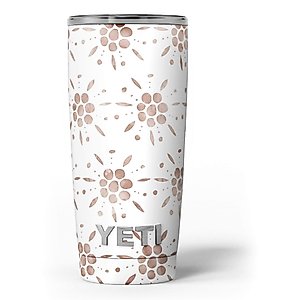 Design Skinz Brown Watercolor Flowers V1 - Skin Decal Vinyl Wrap Kit Compatible with The Yeti Rambler Cooler Tumbler Cups