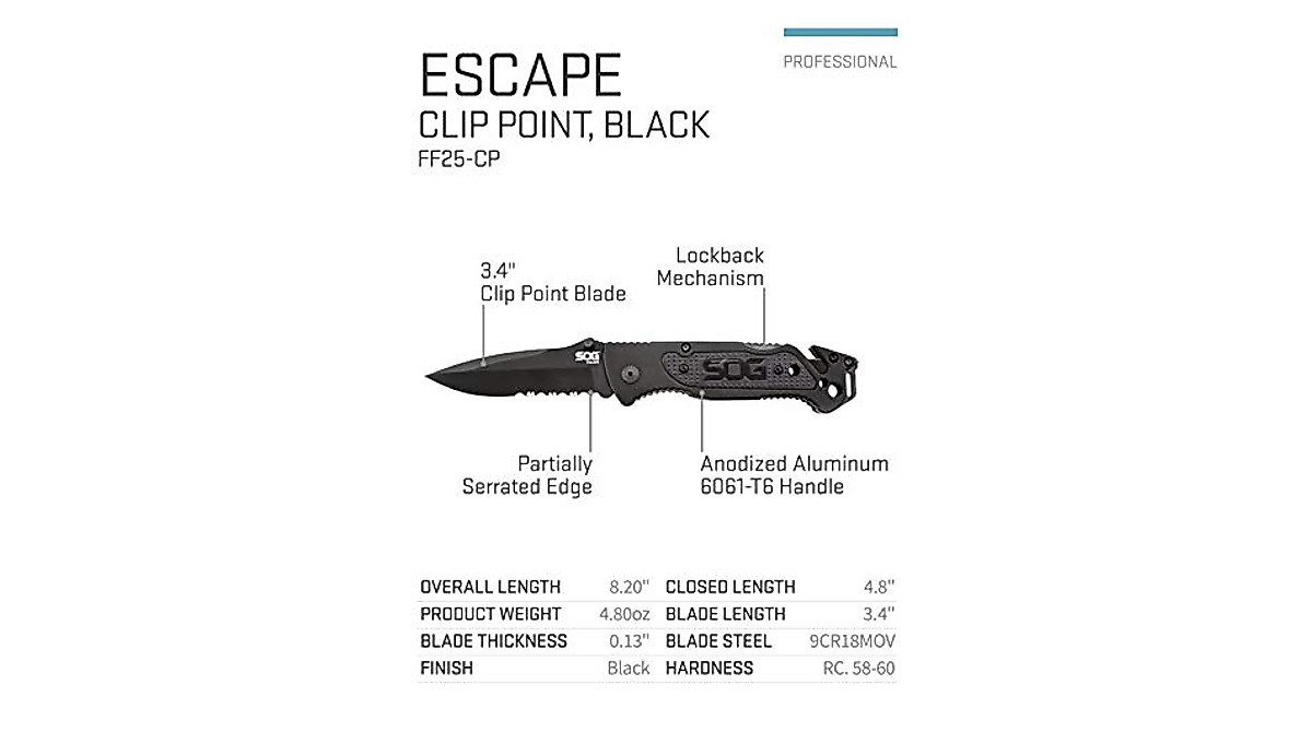 SOG Escape Tactical Knife: Quick Access Emergency Tool