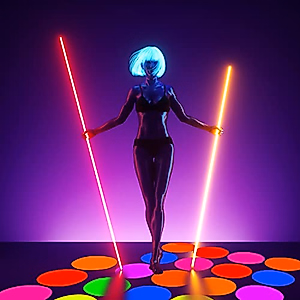 32 Sheets Neon Papers Glow Party Decorations,Neon Paper Garland Circle Dots,UV Blacklight in The Dark for Dance Floor,Birthday,Wedding,Party