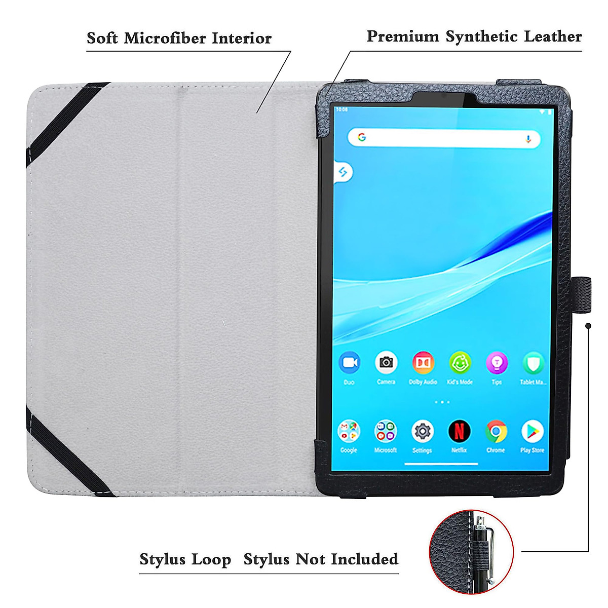 Bige for Lenovo Tab M8 Tablet Case - PU Leather Folio 2-Folding Stand Cover for Lenovo Tab M8 8" Tablet, Black