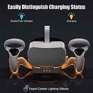VR Charging Dock for Oculus Quest 2/Meta Quest 2,VR Headset and Controller Display Stand with LED Light, Two Rechargeable Batteries, Magnetic Charging Compatible with Meta Quest 2 Accessories