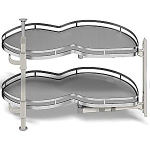 Kinchoix Blind Corner Cabinet Pull Out Organizer, Soft Close Swing Right Pull Out Cabinet Organizer 36inch, Corner Cabinet Lazy Susan for Corner Cabinet Blind Shelf, 2 Tiers Tray, Adjustable Height