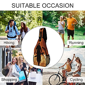 Samurai Fiery Katana Swords Sling Bag Crossbody Shoulder Backpack Japanese Warrior Adjustable Lightweight Travel Hiking Casual Daypack for Men Women