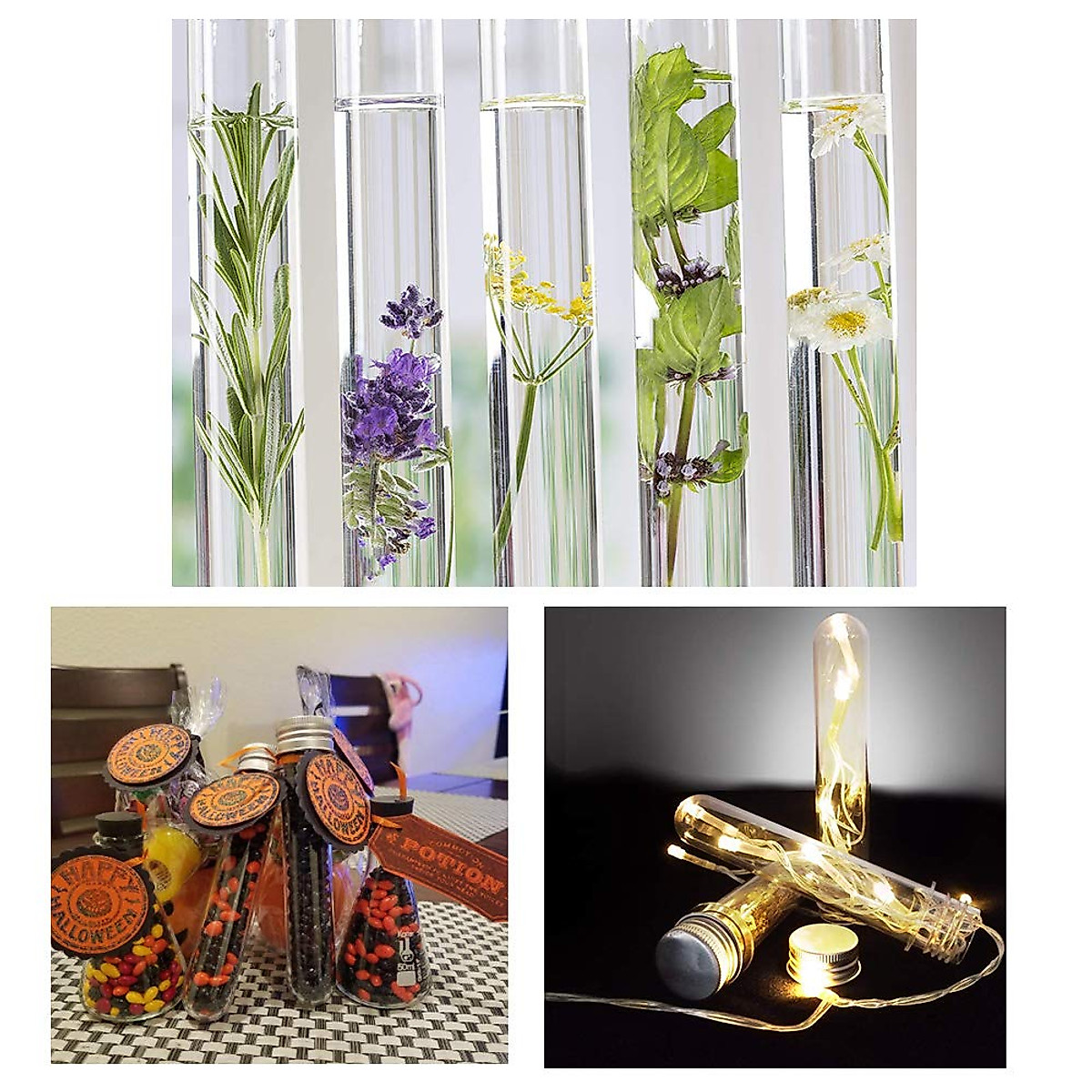 24 PCS Plastic Test Tubes,45 ml Clear Test Tube with Caps,140 x 25 mm Test Tube for Candy Storage,Party,Decoration,Beads Display,Lab