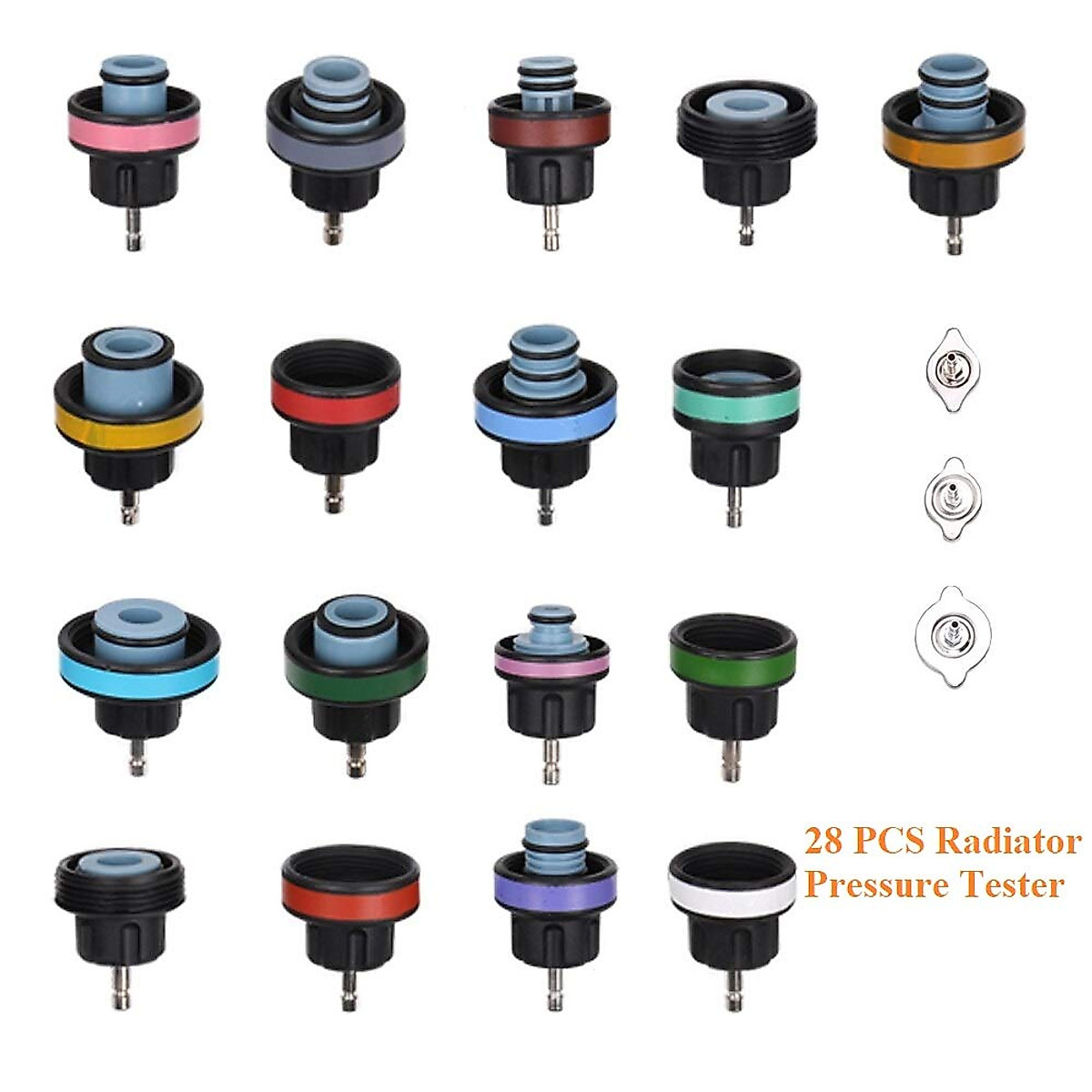 Lucky Seven 28 Pcs Universal Radiator Pressure Tester, Vacuum Type Cooling System Tool Kit w/Carrying Case,Pressure Tester Kit,Cooling System Pressure Tester Kit