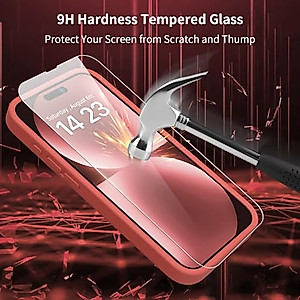 bicol for iPhone 15 Pro Max Case with Screen Protector,Enhanced Camera Lens Protection,Soft Liquid Silicone Slim Fit Protective Phone Cover 6.7" Coral