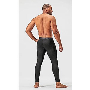 DEVOPS Men's Thermal Compression Pants, Athletic Leggings Base Layer Bottoms with Fly (X-Large, Black/Black)