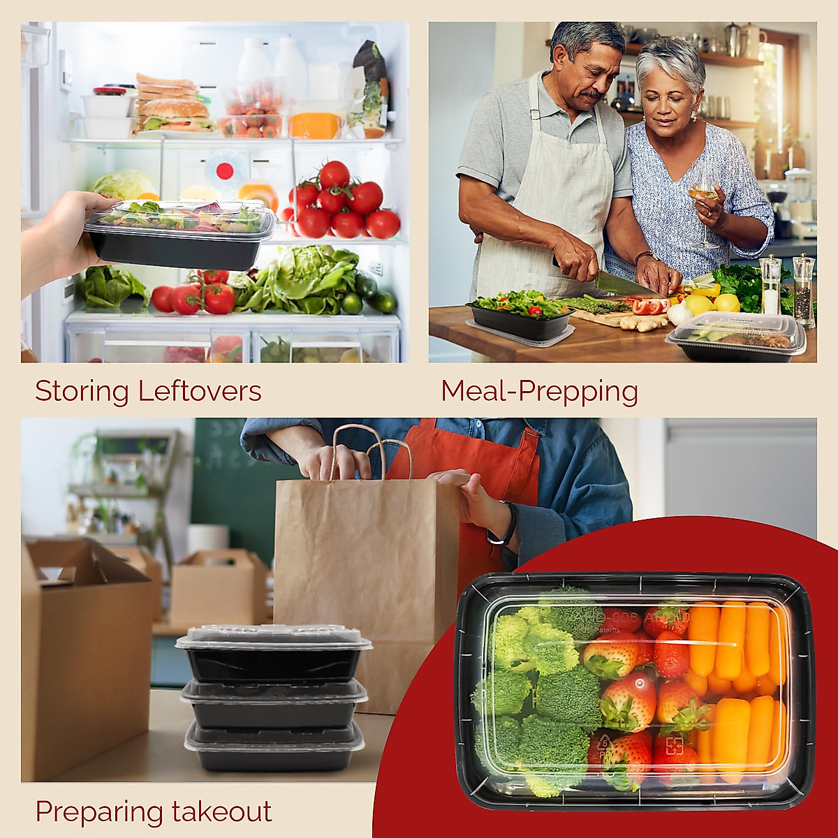 Reli. Meal Prep Containers 38 oz (25 Pack) 1 Compartment Meal Prep Containers Reusable, Microwave Safe | Plastic Togo Box for Food | Disposable Food Box with Lids for Takeout, Leftover