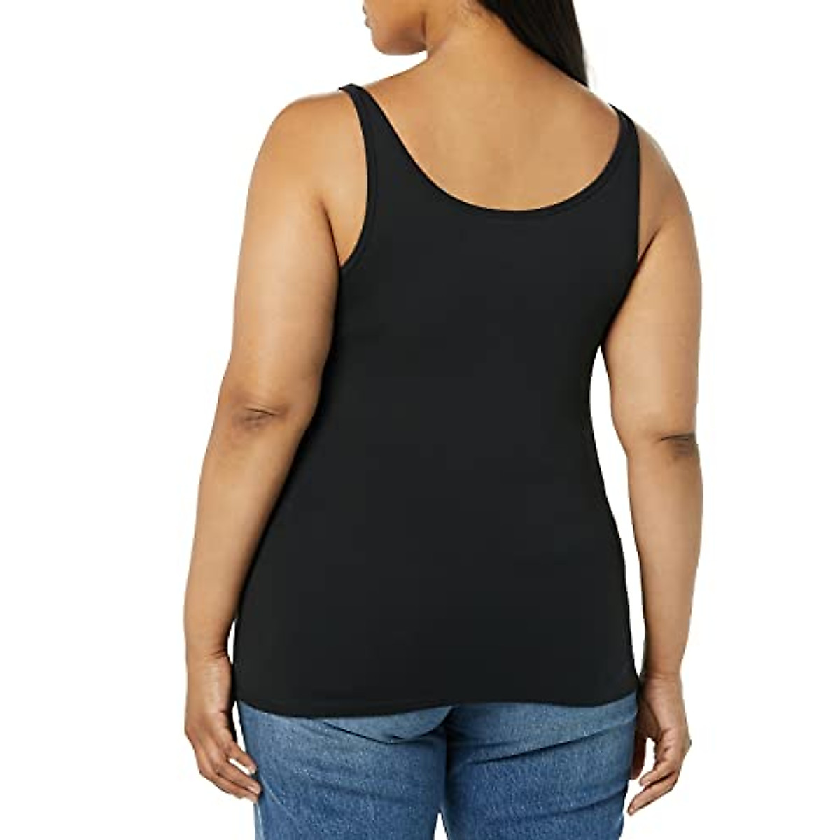 Amazon Essentials Women's Slim-Fit Thin Strap Tank, Pack of 2, Black/Light Sage Green, X-Large