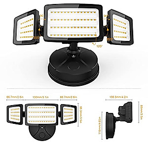 Onforu 55W Flood Light Outdoor, 5500LM Super Bright Security Lights Switch Controlled, 3 Adjustable Heads, IP65 Waterproof, 6500K