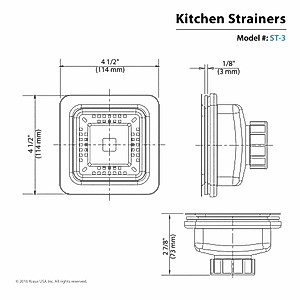 KRAUS Stainless Steel Pax Strainer, ST-3, 4.5" x 4.5" x 2.63"