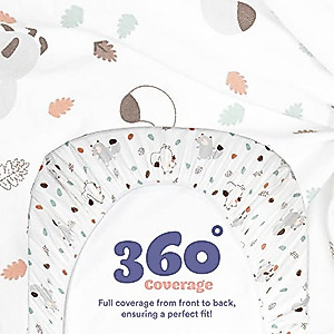 Cloud Baby Bassinet Sheet 32"x16" (2 Pack) - 100% Organic Jersey Cotton, Breathable and Soft for Baby Boy Girl Newborn Infant Unisex (Woodland Animals and Leaves)