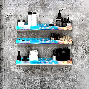 YMVV Large Iridescent Clear Acrylic Wall Mounted Floating Shelf,Room Wall Display Bookshelf,Modern 15.7 in Thickened Bathroom Storage Ledge Shelves Toy Display Organizer Decor 4 Pack