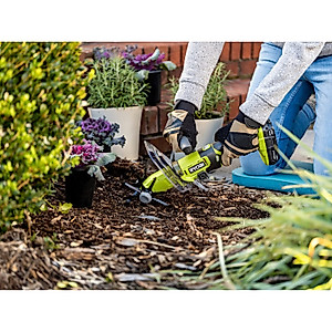 RYOBI ONE+ 18V Cordless Compact Battery Cultivator with 2.0 Ah Battery and Charger