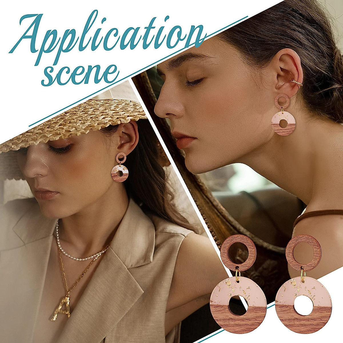 UNICRAFTALE 20pcs Tan Ring Walnut Wood Stud Earrings with 30pcs Plastic Ear Nuts Stud Earring Findings with Stainless Steel Pin Ear Studs with Hole for DIY Earring Jewellery Making