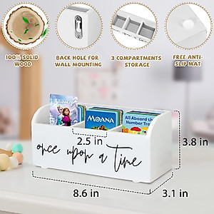 Yoto Card Holder,Wooden Yoto Card Case, Yoto Card Storage Box with Two Compartments, Wood Trading Deck Box Card Storage Box-Designed to Hold Yoto Mini Audio Cards (White, 3 compartments)