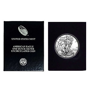 2018 - U.S. Silver Eagle in Plastic Air Tite in Magnet Close Black Gift Box - Gem Brilliant Uncirculated Dollar Uncirculated US Mint