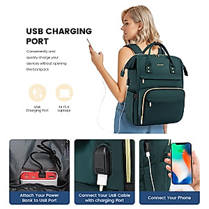 LOVEVOOK College Laptop Backpack, 15.6 Inch Travel Backpack for College, Waterproof Work Backpack Woman for Teacher Nurse Anti-theft Travel Back Pack, Gifts for Women,Dark Green