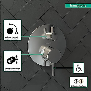 hansgrohe 04230000 S Thermostatic Trim with Integrated Volume Control-Less Valve, 6.75 x 6.75 x 3.00 Inches, Chrome