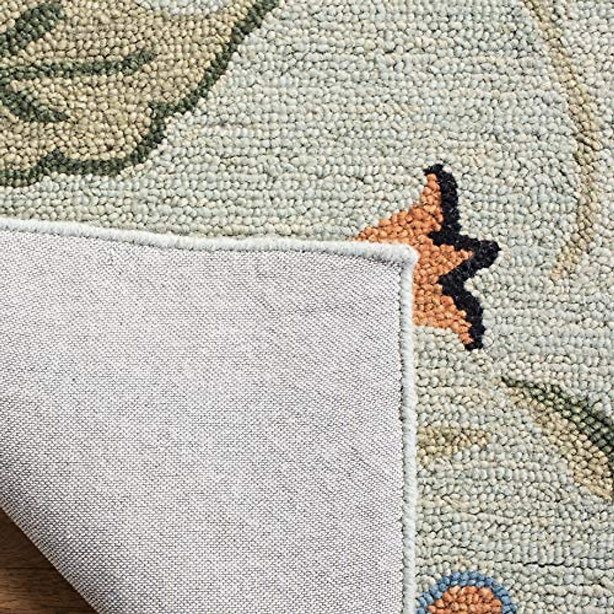 SAFAVIEH Blossom Collection 4' x 6' Sage / Multi BLM676A Handmade Premium Wool Area Rug