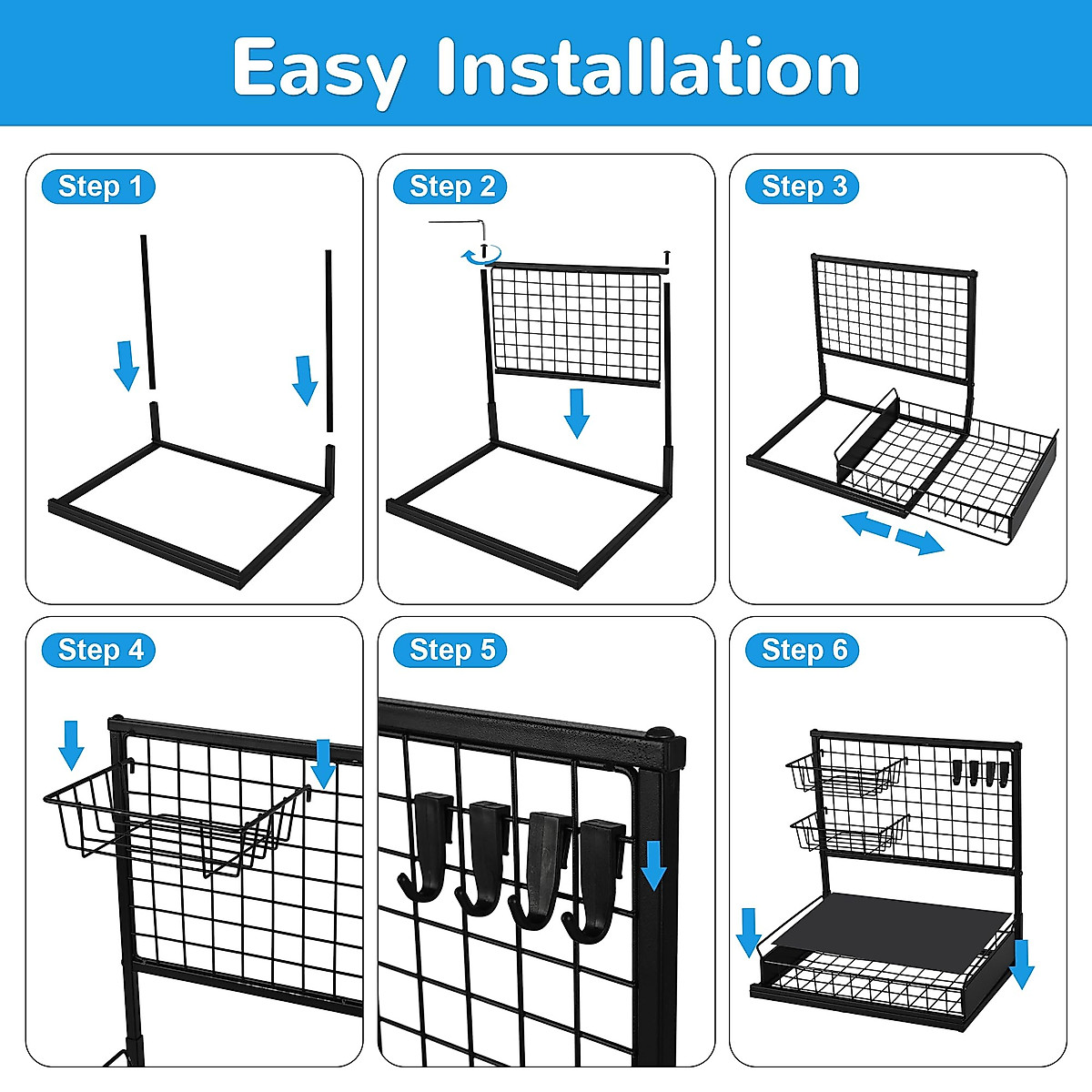 Under Sink Storage,Under Bathroom Sink Organizer and Storage, No Drilling Rustproof Stainless Steel Pull Out Shelf for Kitchen Bathroom (Black)