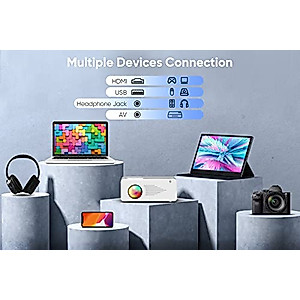 5G WiFi Bluetooth Projector,350Ansi Native 1080P Support 4K Projector,Outdoor Movie Projector Compatible with HDMI,VGA,USB,AV,Laptop and Smartphone