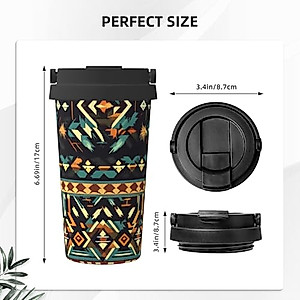 WANGZHAO Native American Patterns Print Double Wall Stainless Steel Vacuum Insulated Tumbler Cup Home Thermal Cup
