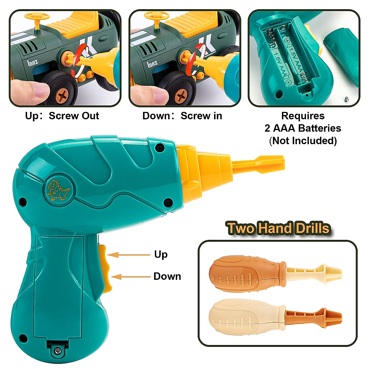 KODATEK Take Apart Toys for 4 5 6 7 8 Year Old Boys Girls, with Engine & Electric Drill Tool, Kids Tool Set Play STEM Building Toys, Learning Construction Toys