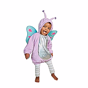Baby Toddler Unisex Animal Themed Plush Hooded Pull Over with Attached Animal Spirit Hood (Purple Butterfly, 6-12 Months)