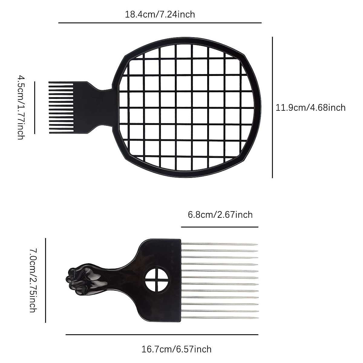 BIMIGET Hair Sponge Set (Black-A) - Magic Twist Curl Glove, Afro Brush, Metal Pick Comb for Styling