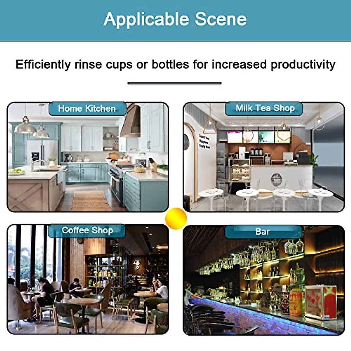 Stainless Steel Glass Rinser for Kitchen Sink, Home Bar Cup Washer for Wine glass, Baby Bottle Efficient Cleaner.