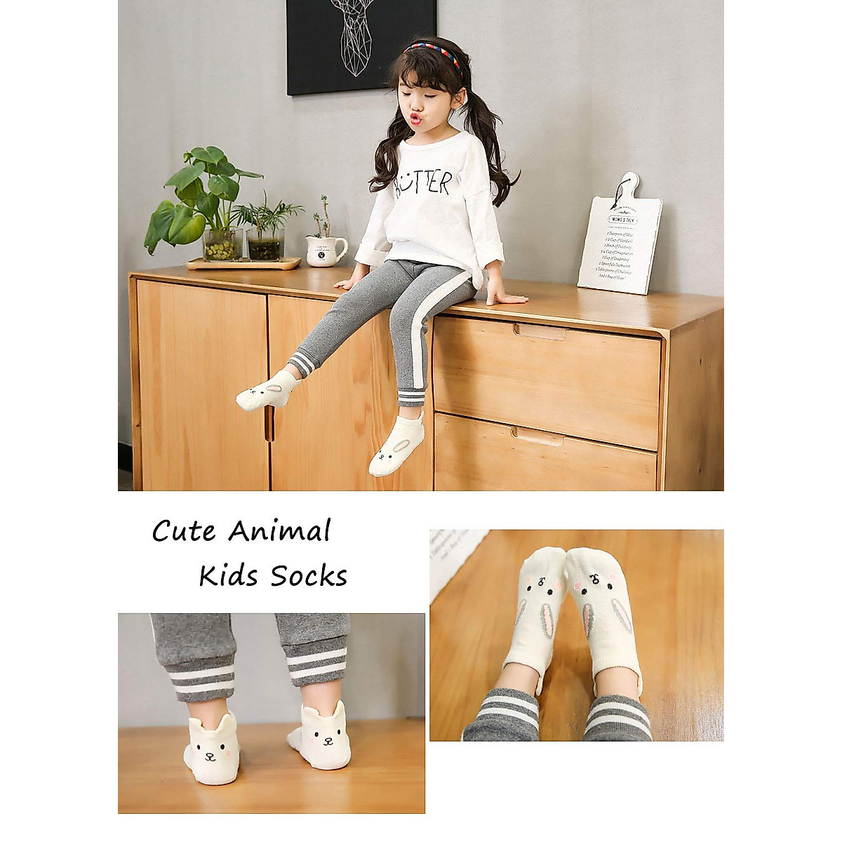 Hellomamma Girls Toddler Cotton Crew Socks Kids Novelty Animal Soft Funny Fashion Casual Breathable Childs Socks 5 Pairs