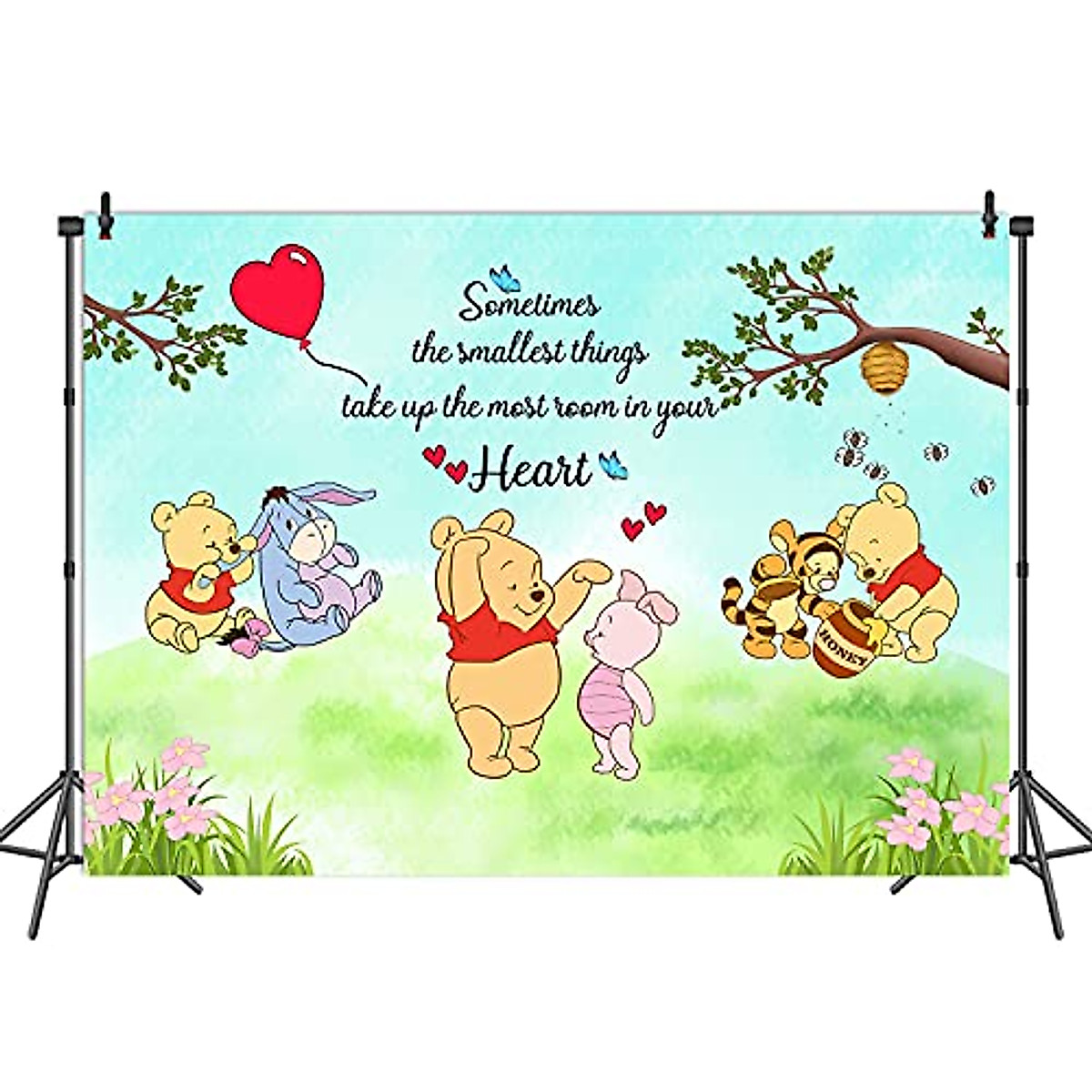 DMJ Cartoon Little Bear Backdrop for Baby Boys Girls Birthday Party Classic Bear and Its Friends Photography Background Cake Table Decoration Background 5x3ft