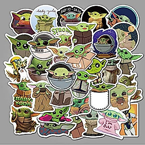 Baby Yoda Merchandise Stickers 50 PCS, The Mandalorian Star Wars Stickers, Qoosea Baby Yoda Decal for Water Bottles Refrigerator Laptop Book Kid Gift Luggage…
