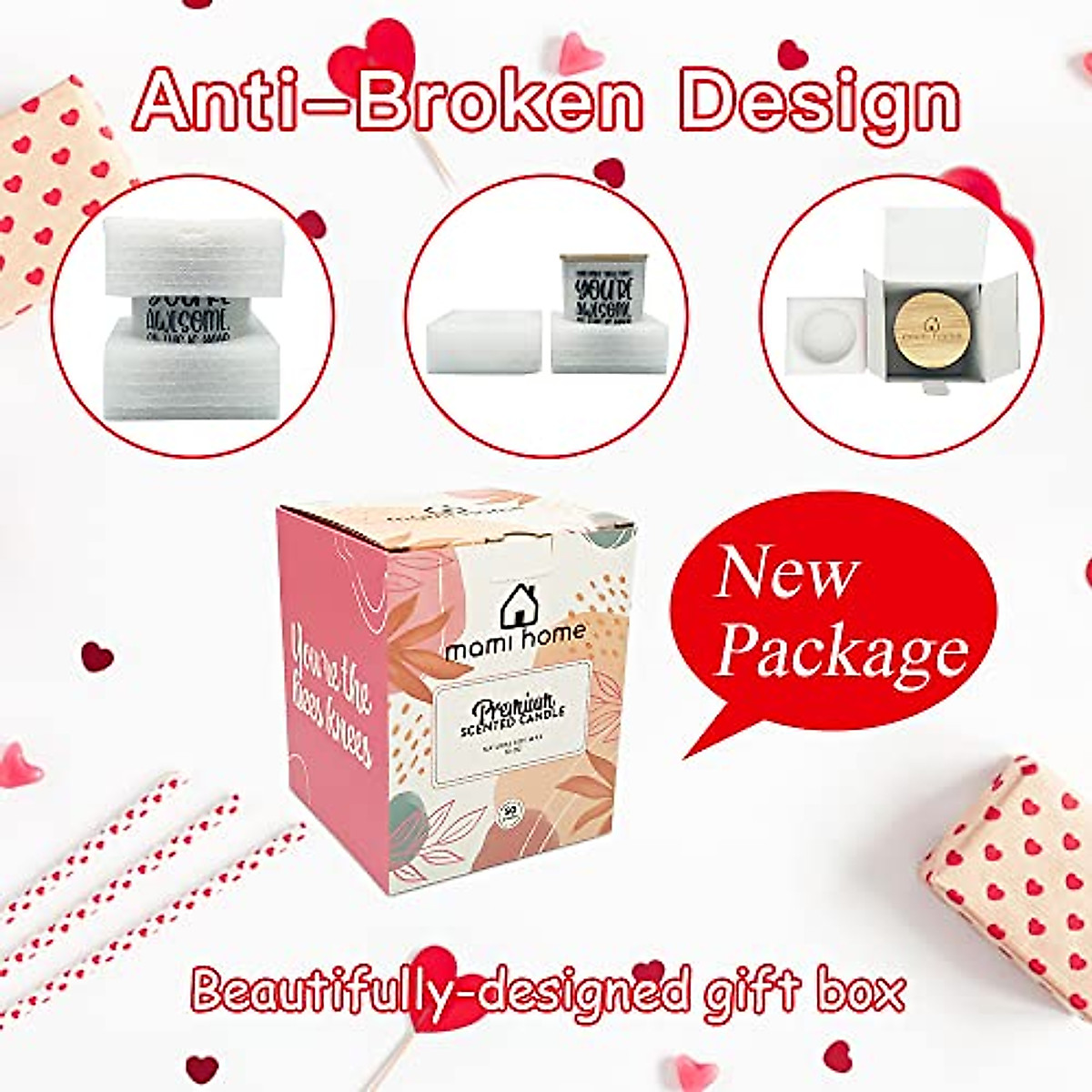 Mami Home Scented Candle Jar - Lavender Vanilla Candle with You are Awesome Message, Soy Wax Candles - Inspirational Gifts for Women Friends, Sister, Teachers, Coworkers, Valentine's Day Gift - 10oz