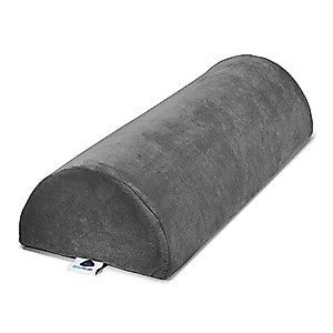 AllSett Health Large Half Moon Bolster Pillow for Legs, Knees, Lower Back and Head, Lumbar Support Pillow for Bed, Sleeping | Semi Roll for Ankle and Foot Comfort - Machine Washable Cover, Grey