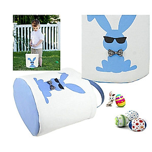 Easter Basket for Kids Easter Bunny Bag Easter Decorations (Blue - Glass)