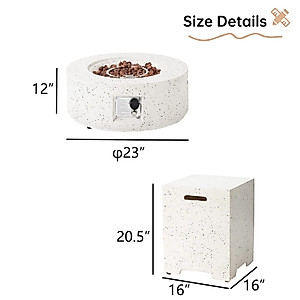 HOMPUS Outdoor Propane Fire Pit 40,000 BTU 28-inch Round Concrete Natural Gas Fire Table Outside Smokeless Firepit Furniture with Tank Cover,Lava Rocks and Rain Cover for Garden,Deck,Backyard