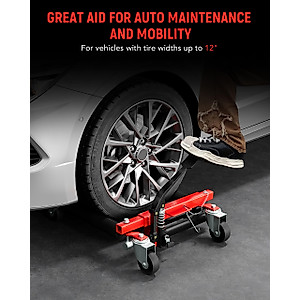 GarveeTech Car Wheel Dolly Set of 4, Hydraulic 6000lbs Car Skates, Heavy Duty Vehicle Positioning Wheel Dolly Jack with Foot Pedal for Tire Auto Repair Moving, Red