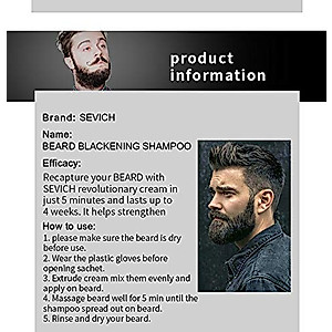 SEVICH Black Beard Dye Shampoo, Beard Care Repair Grey Cover Mustache Conditioner Softener, Fragrance Free