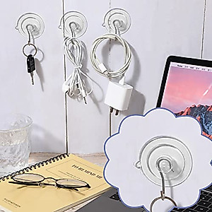 Roowest 60 Pieces Suction Cup Hooks 1.77 Inches 3 lbs Clear PVC Window Suction Cups with Metal Hooks Removable Wall Hooks Hanger for Window Glass Door Kitchen Bathroom Shower Wall Wreaths Tile